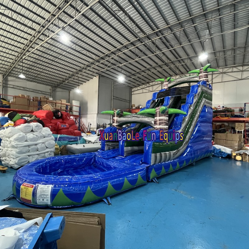 Factory Marble Tropical Waterslide Plam Tree Inflatable Water Slide ...
