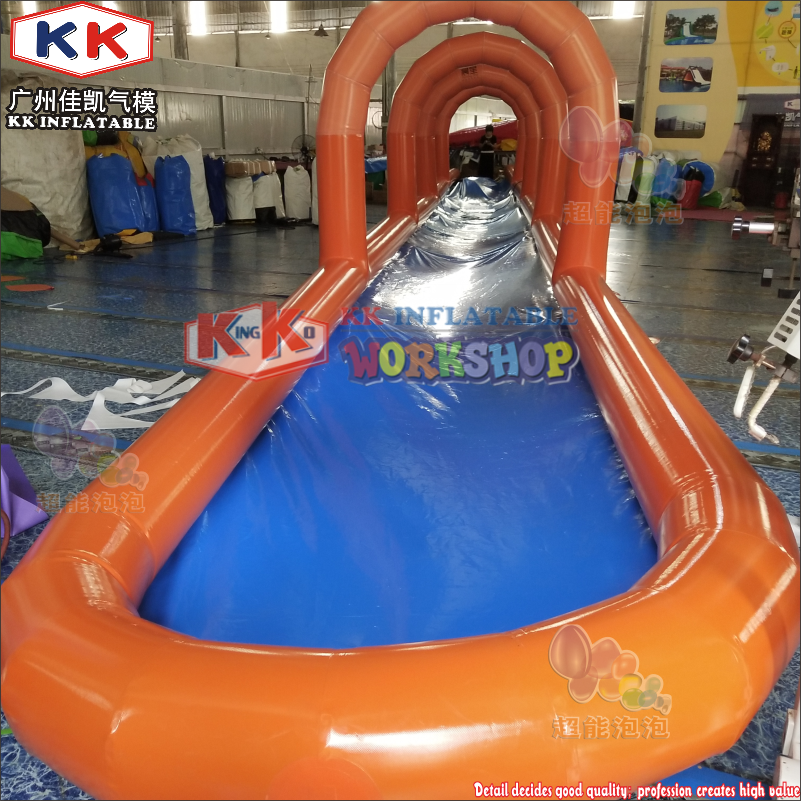 Thrilling Slide Experience Orange - Blue Inflatable Slip N Slide Tunnel ...