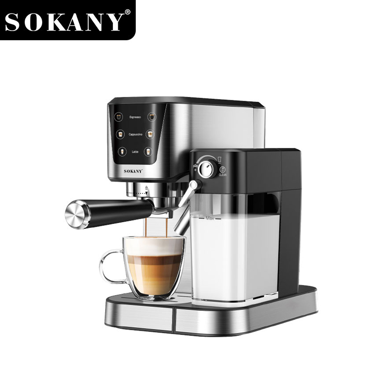 ماكينة صنع القهوة SOKANY SK-04027 الكل في واحد بقوة ضغط 20 بار وخزان مياه سعة 1.0 لتر وخزان حليب ...
