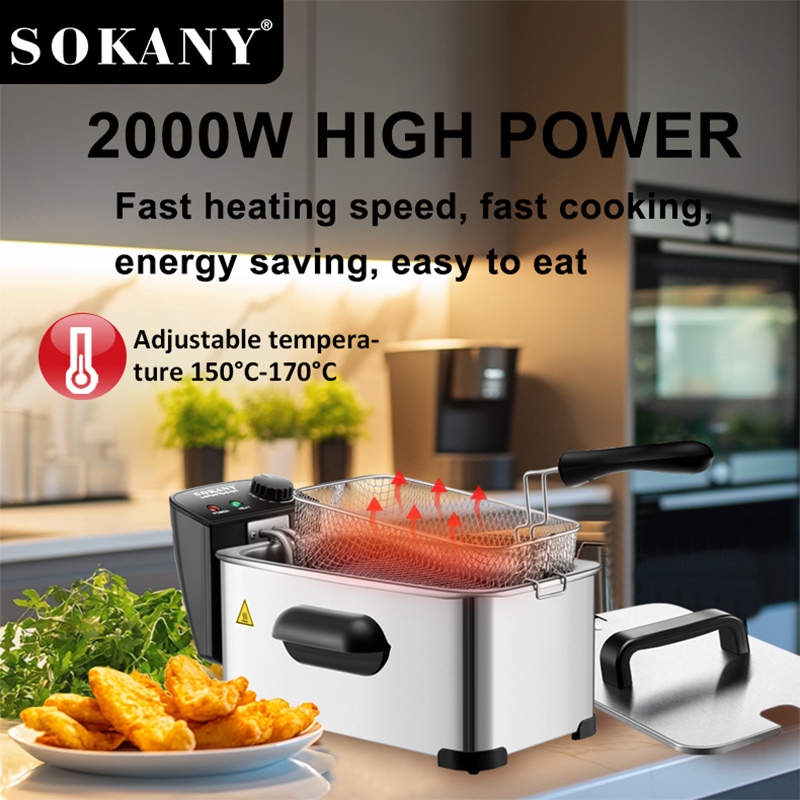 Freidora eléctrica SOKANY SK-10075 de acero inoxidable con control ...