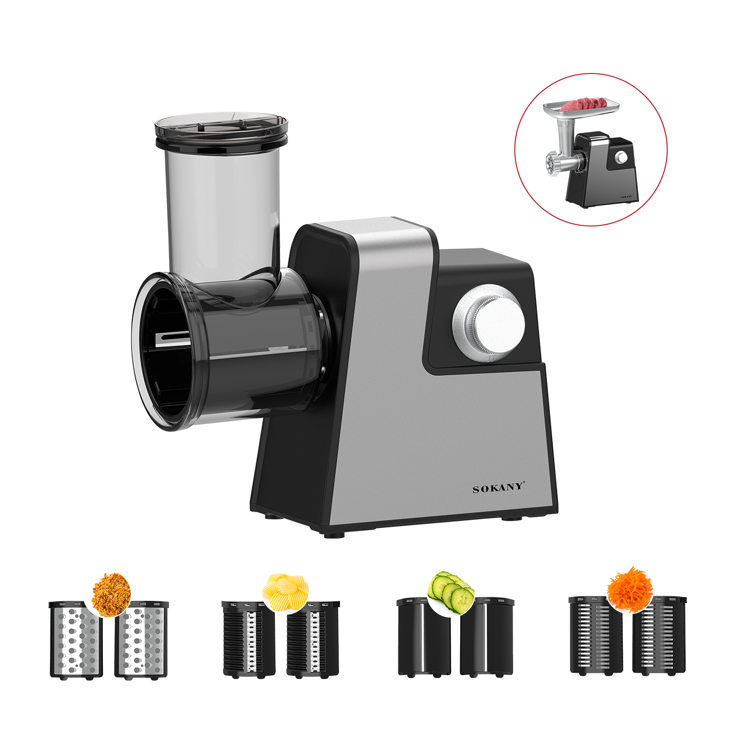 SOKANY SK-06010 Multi-Functional 5-in-1 Food Processor With Stainless ...