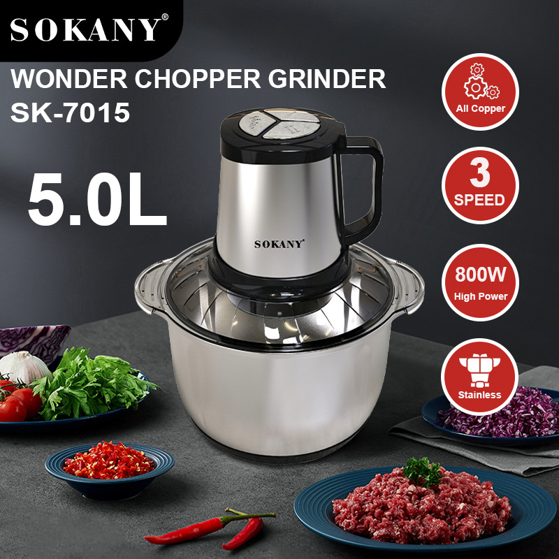 SOKANY SK-7015 Stainless Steel Electric Meat Grinder with 5L Capacity | 3 Speeds