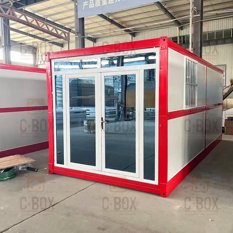 Red Foldable Glass Wall Container House Italy