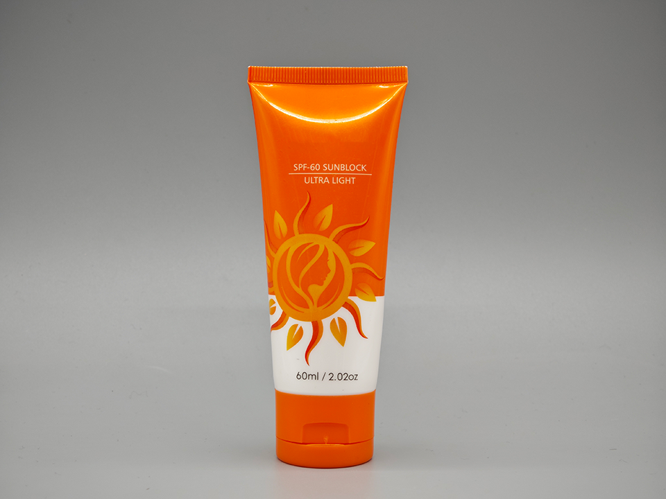 Orange Sunscreen Tube Flip Cap Round SPF Packaging | SampoX