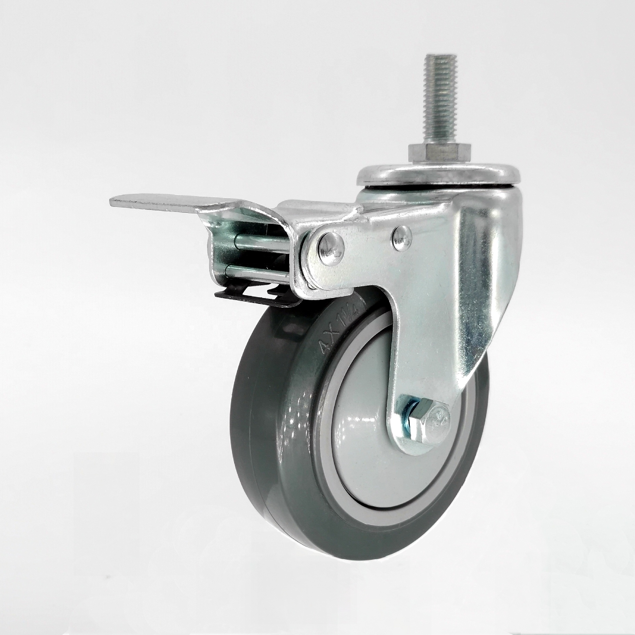 Screw Threaded Stem Total Brake 4 Inch 100 Mm Plastic Thread Guard PU ...