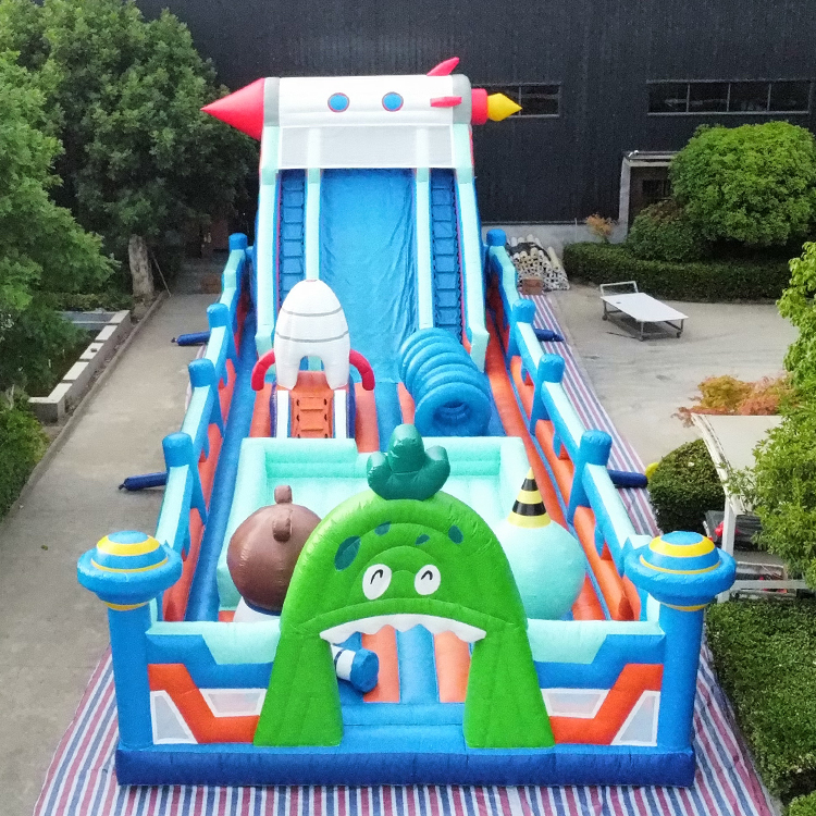 Rocket Large Inflatable Playground Bounce Jump Theme Park with Air Blower