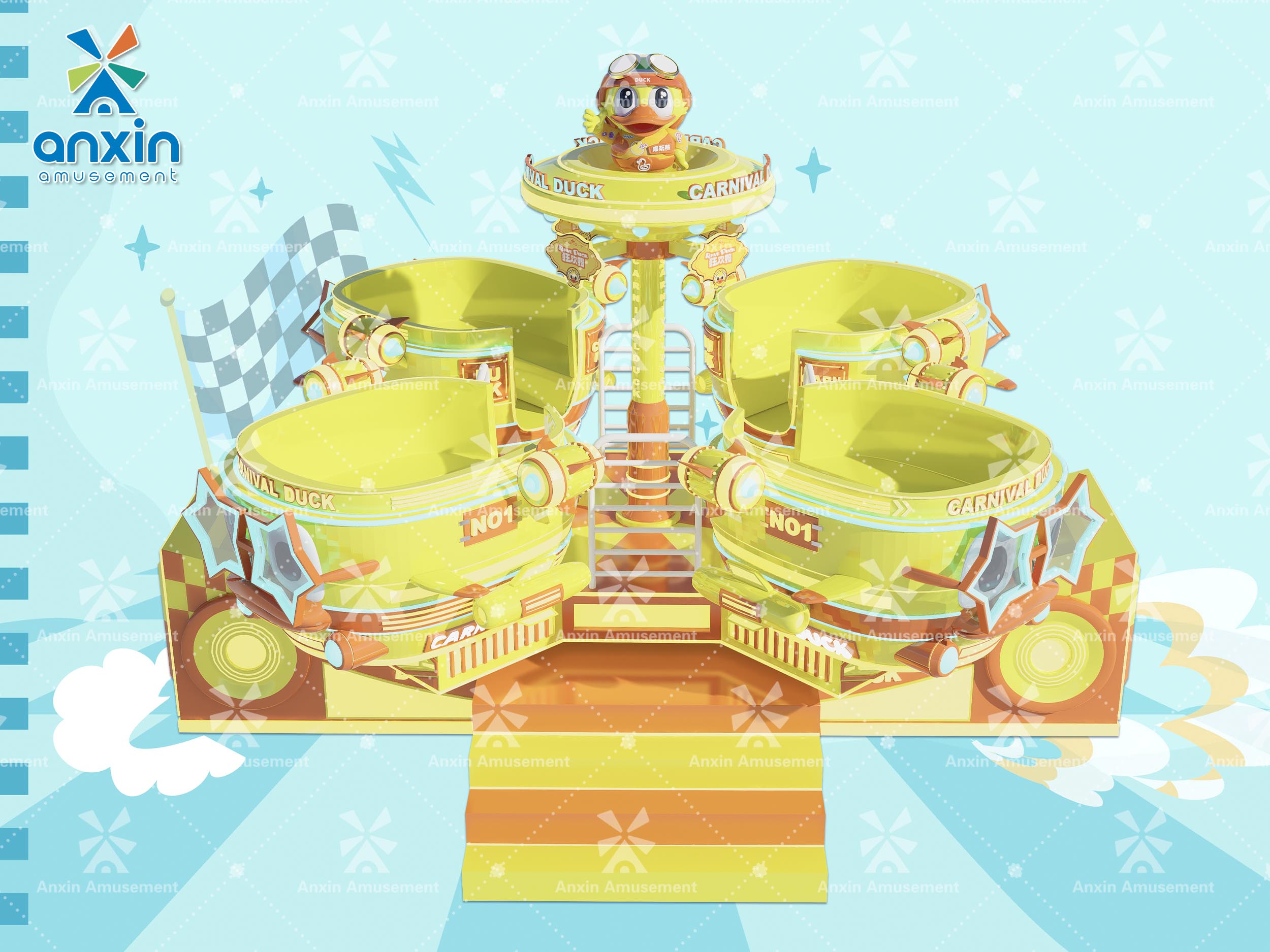 Rave Duck Carnival Trailer Rides Mobile Long Track Fairground Rides ...