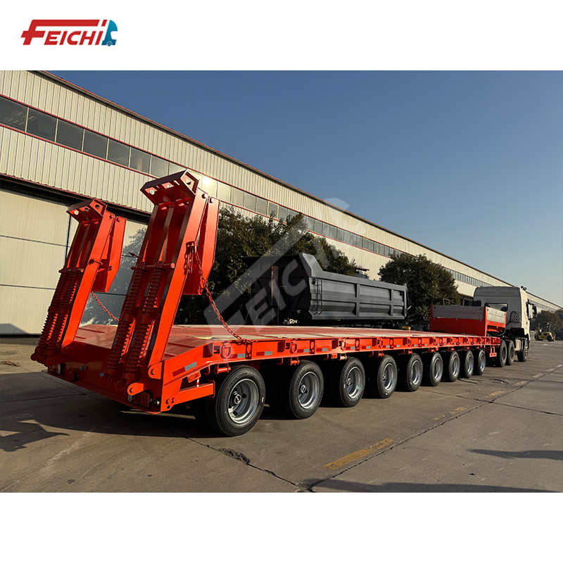 Semi-remorque plateau surbaissée 9 essieux 140 tonnes 18-24 m pour le ...