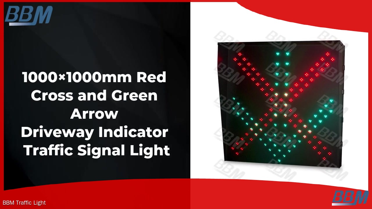 Customizable Red Cross and Green Arrow Driveway Indicator Signal.