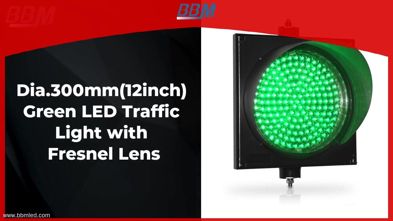 Green LED Traffic Light with Fresnel Lens - 12inch - Superior Performance