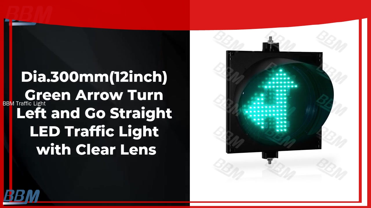 12" Green Arrow LED Traffic Light - JD300-3-15B-G