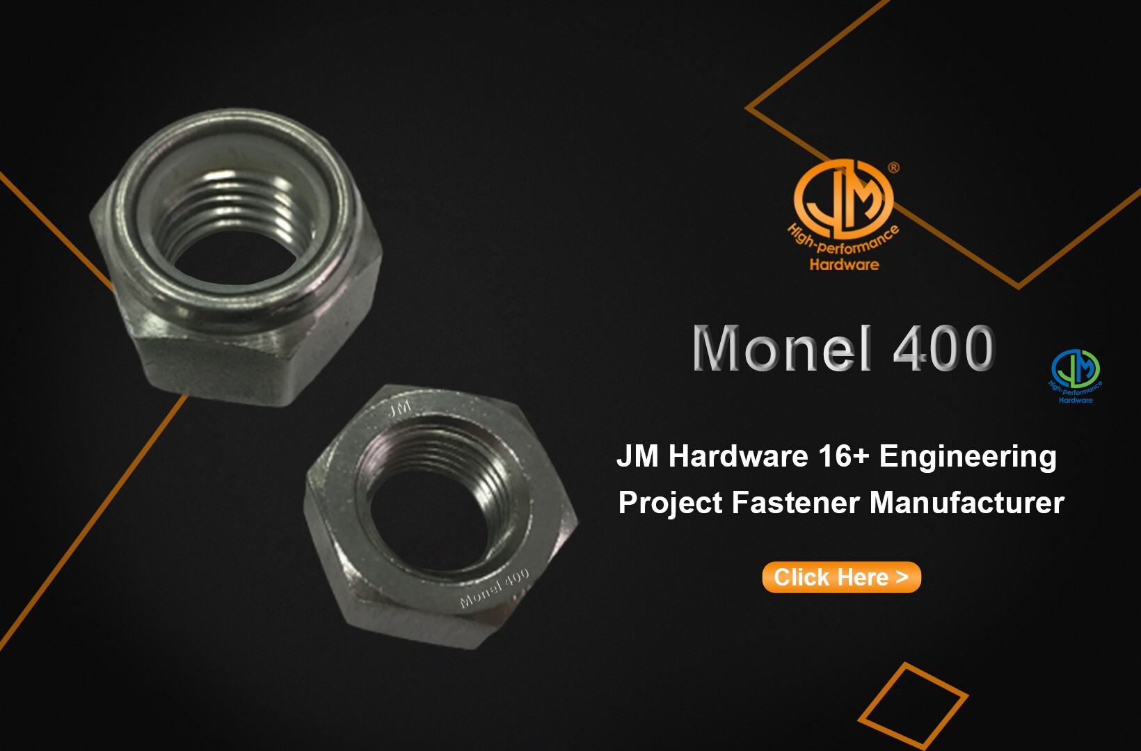 JM Hardware® Monel 400 Bolts and Nuts - Corrosion Resistant Fasteners