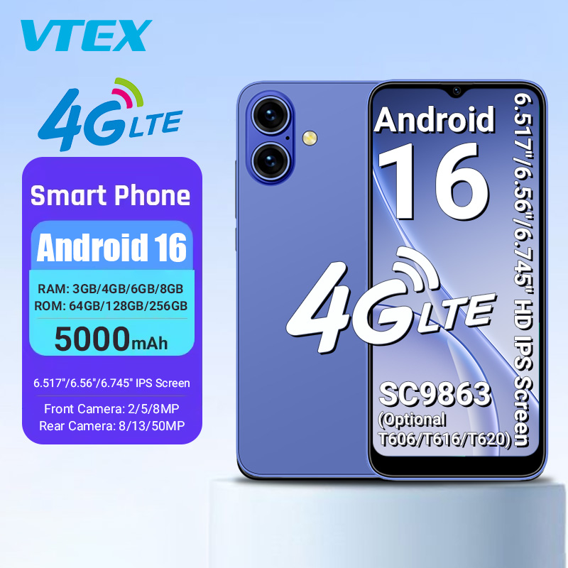 6.5 Inch SC9863 CPU 4G Smartphone HD IPS Display Android 16 5000mAh Big ...