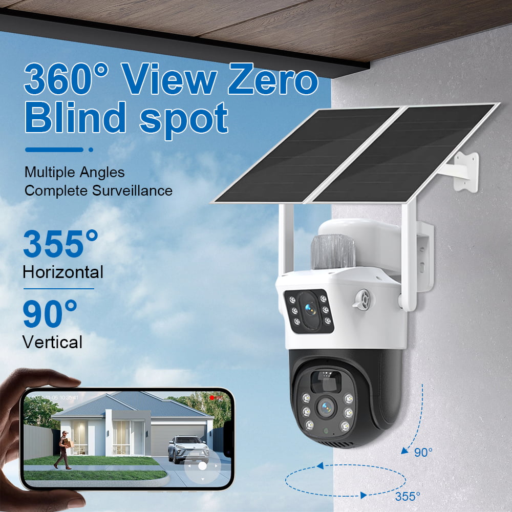 Dual Lens PTZ Dual Solar Powered Wireless 4G LTE Sim Card Security ...