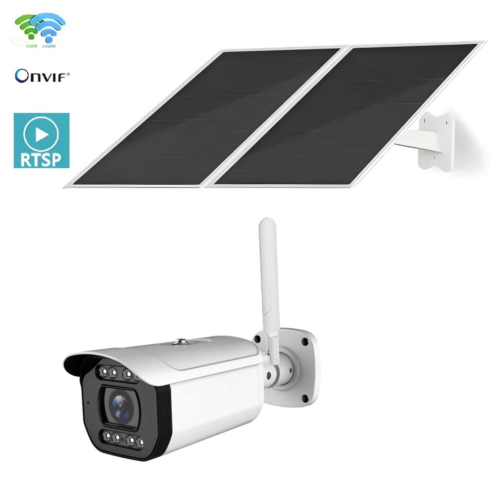 8MP 2.4GHZ 5.8GHZ Dual-band Solar Powered ONVIF WIFI Bullet IP Camera ...