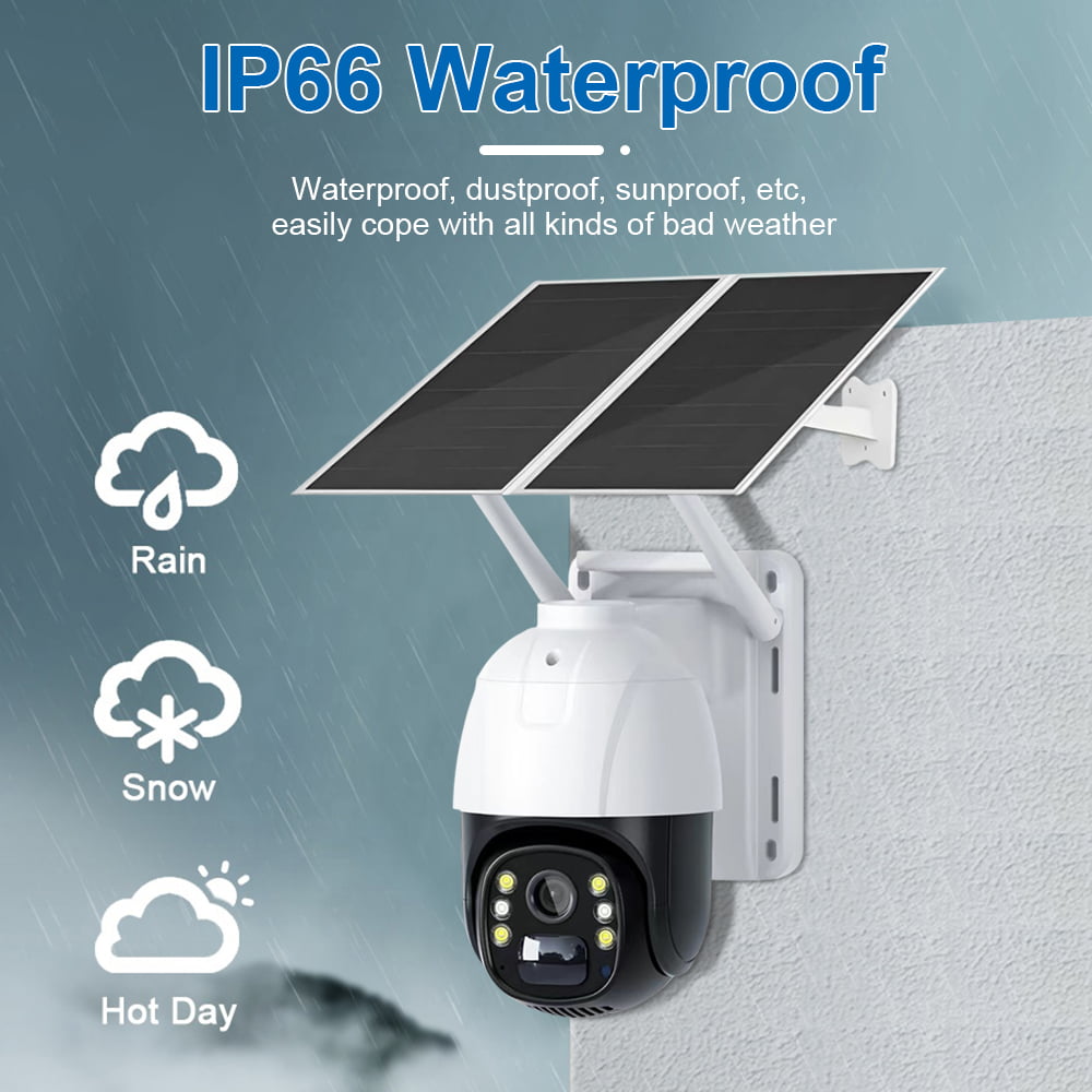 Outdoor Pan Tilt Dual Solar Powered Wireless 4G LTE Sim Card Security ...