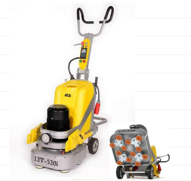 Die 10 PS starke Bodenschleifmaschine 12T-520i ist mit zwölf ...