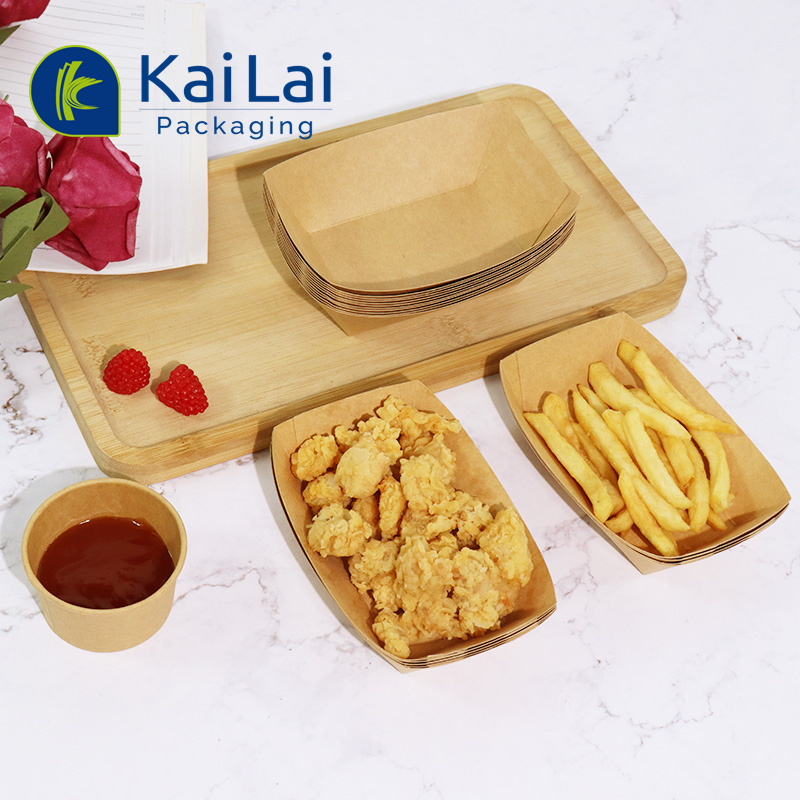 Kailai Disposable 4oz 6oz 8oz Leak Proof Kraft Paper Boat Trays Takeout ...