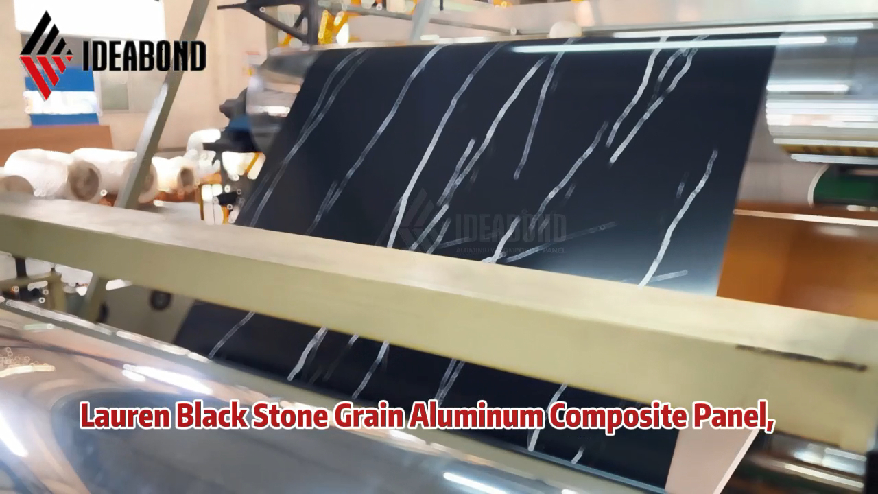 Panel compuesto de aluminio con veta de piedra negra Lauren, con su ...