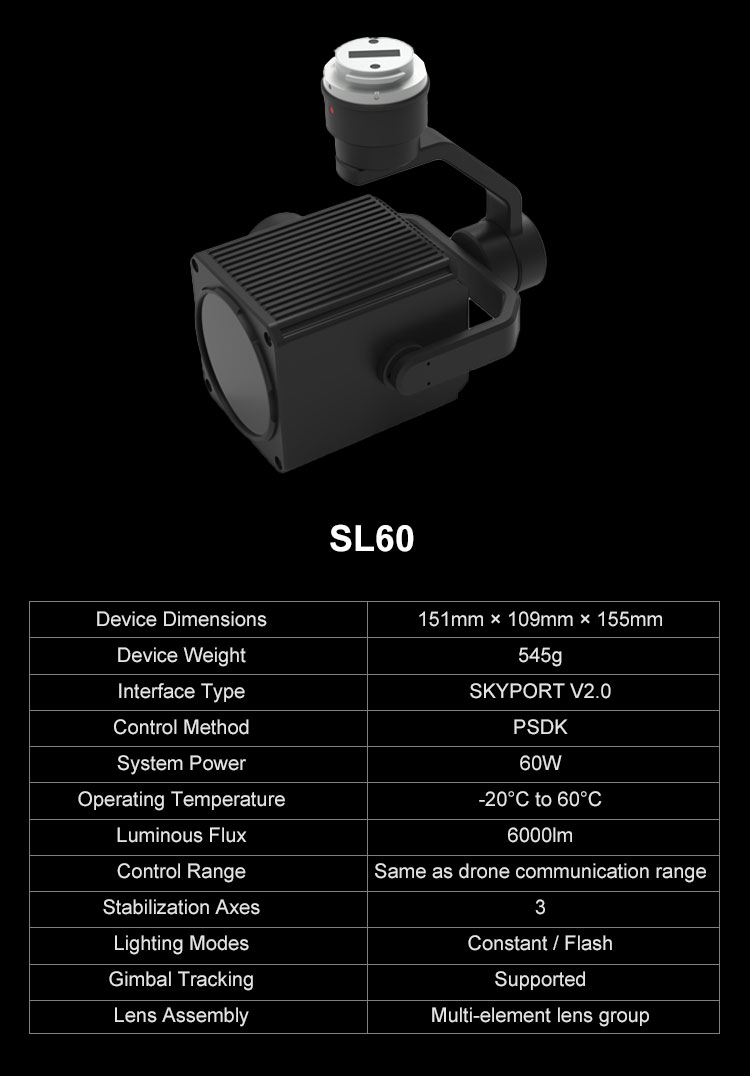 SL60 Professional Drone Searchlight & Warning Light Series | FOXTECH ROBOT
