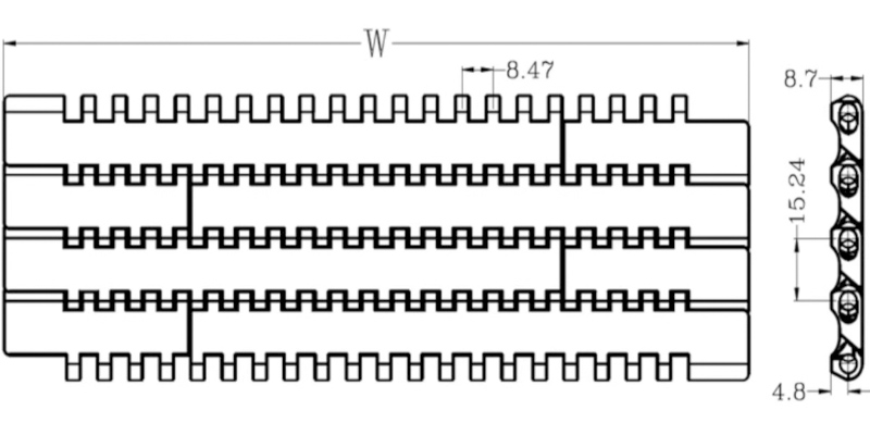 Cinta transportadora modular de placa de cadena de plástico de 1100F ...