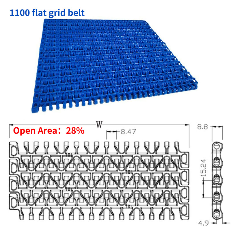 Cinta transportadora modular de placa de cadena de plástico de 1100F ...